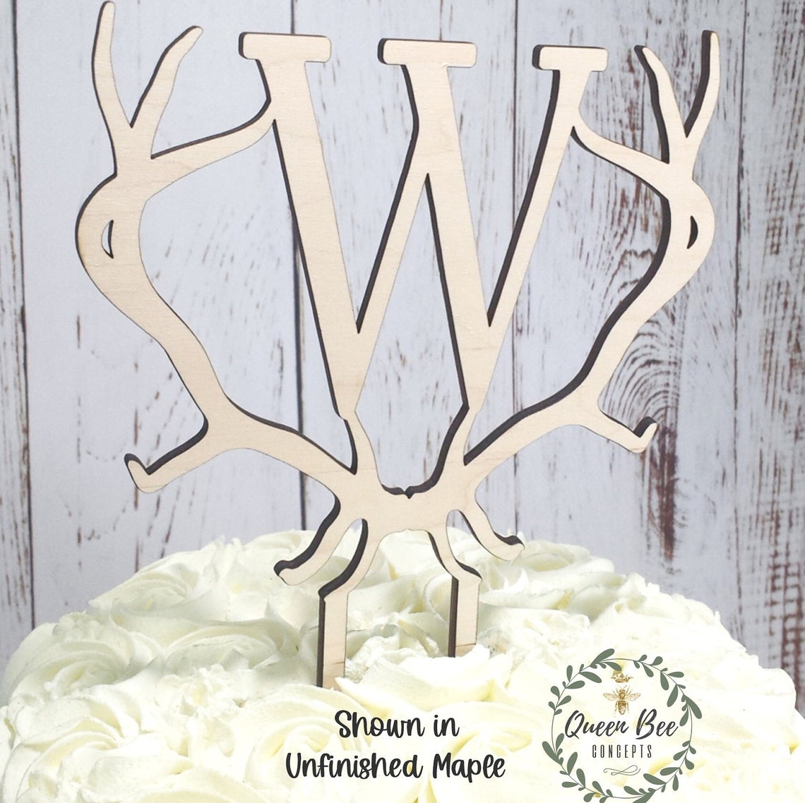 Antler Initial Cake Topper Custom Acrylic Cake Topper Laser - Etsy