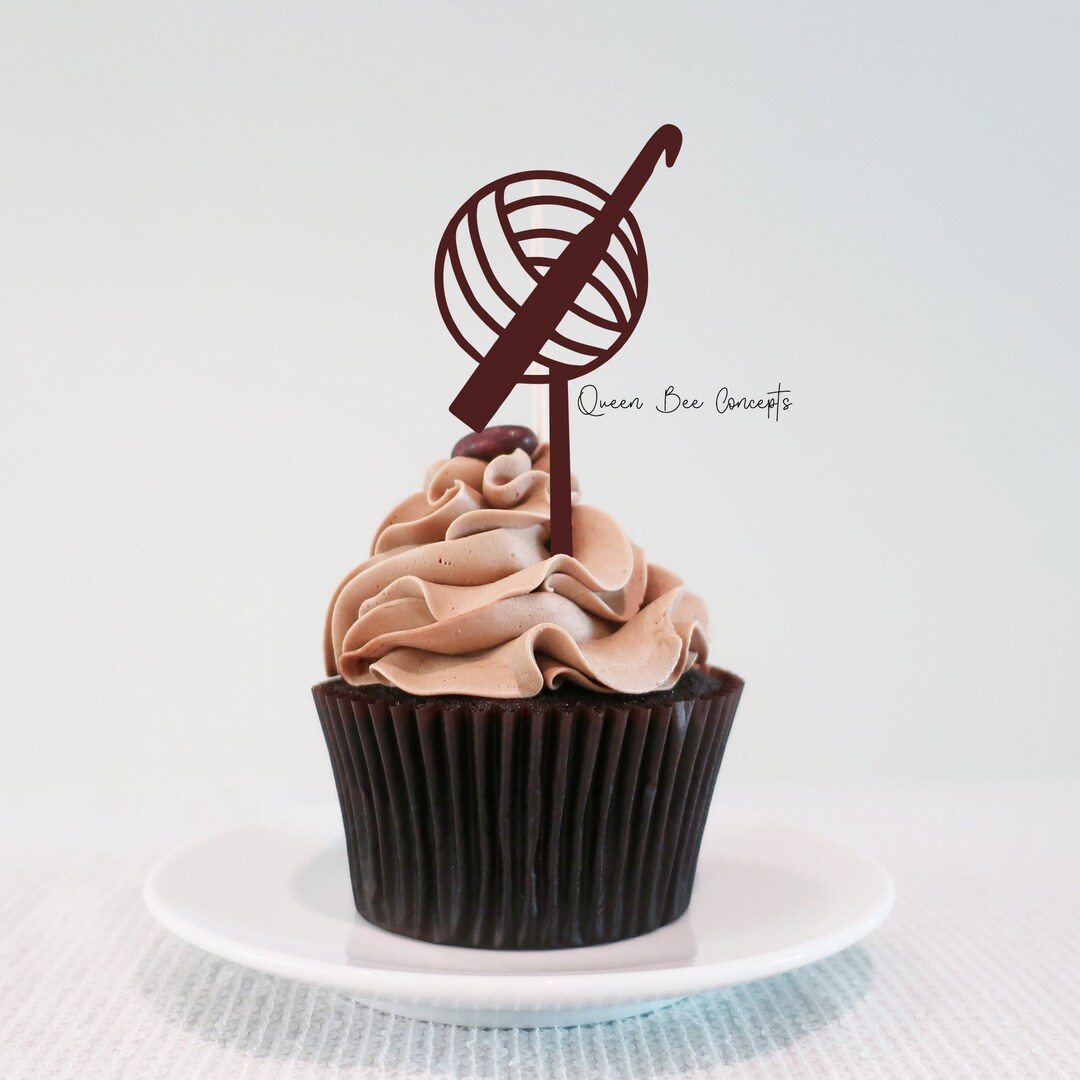 Crochet Yarn Ball Cupcake Topper - Acrylic Cupcake Decoration - Variety ...