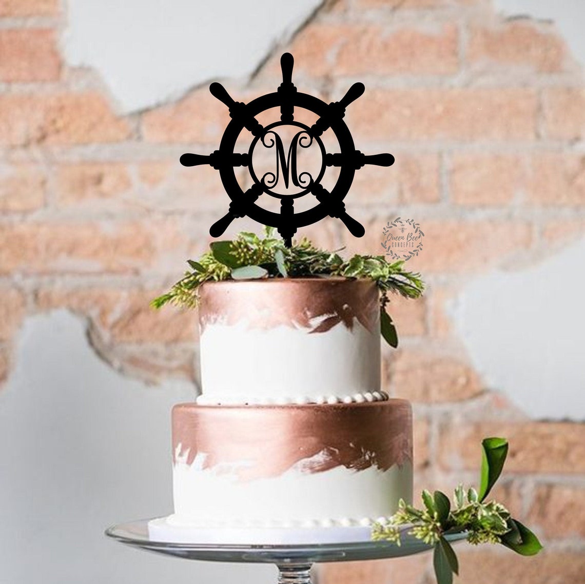 Captains Wheel Initial Cake Topper Custom Acrylic Cake Topper | Etsy