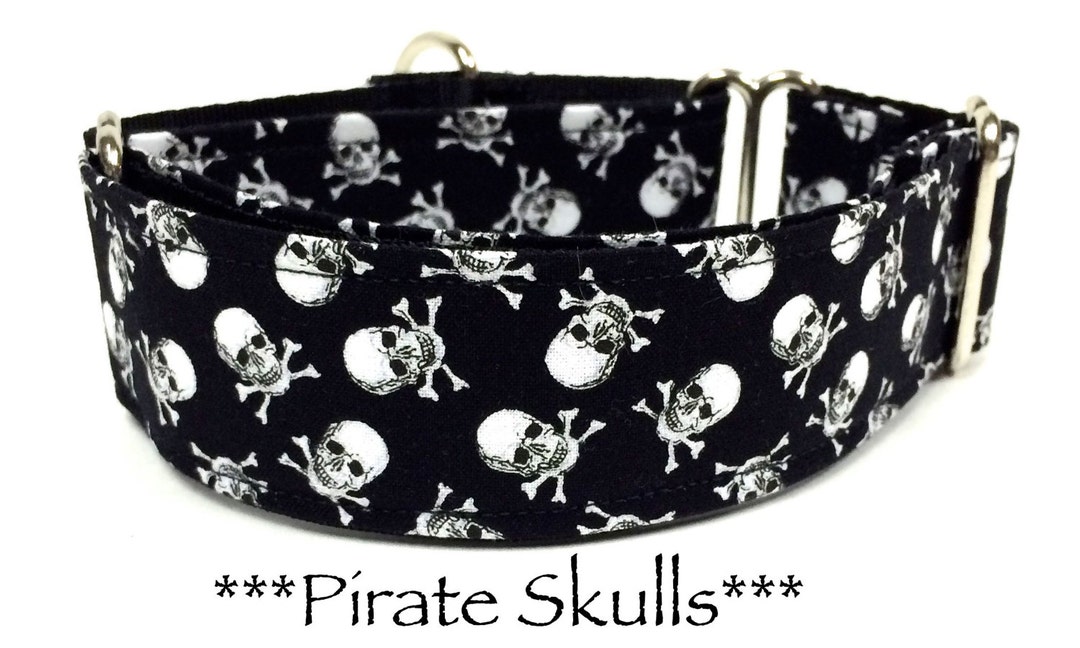 Skull Martingale Dog Collar or Pirate Skull Buckle Dog Collar or Pirate ...