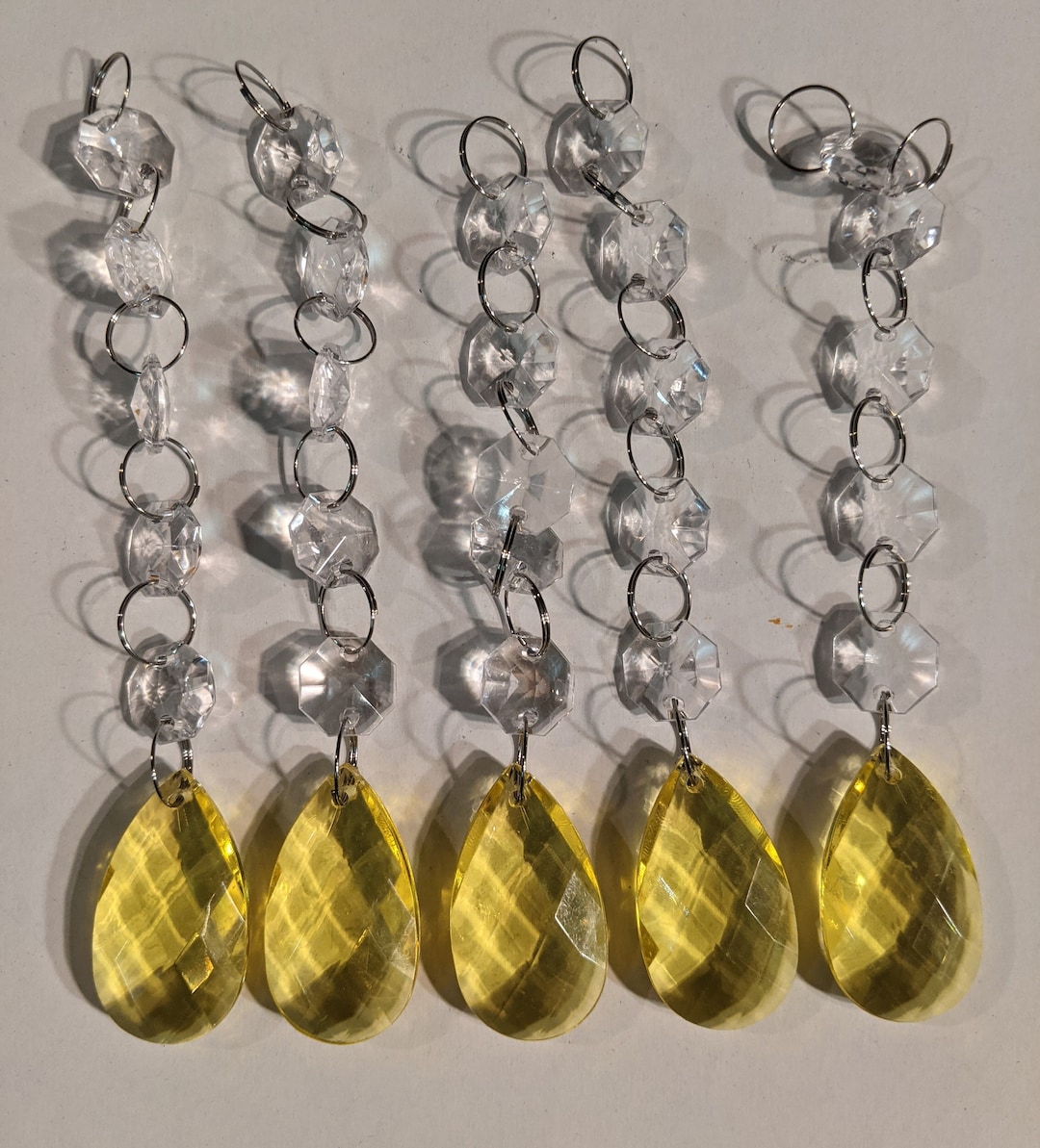 Pack of (15) LEMON YELLOW Acrylic Crystal Tear Drop Prisms Pendant ...