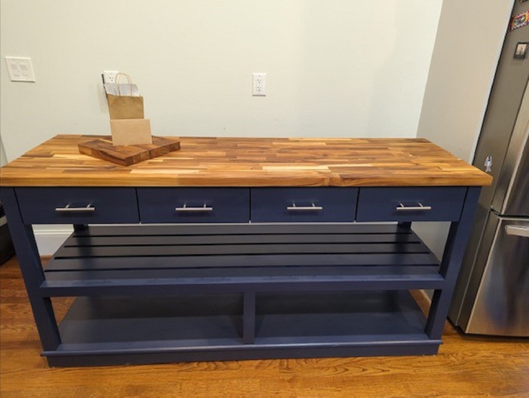 Suzie Kitchen Island, Custom Butcher Block Kitchen Island With Seating ...