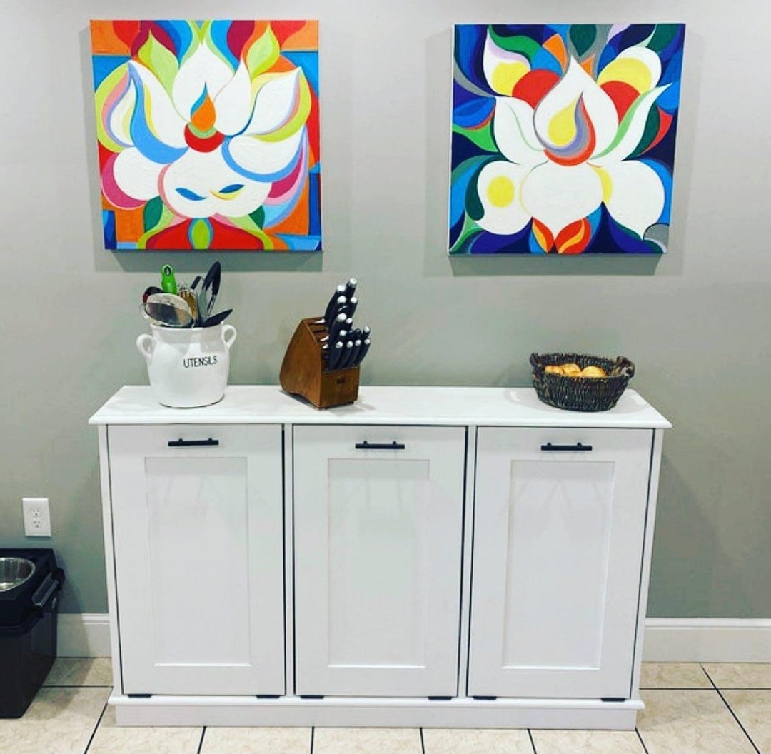 Handmade Triple Trash Bin, Shaker Style Tilt Out Cabinet - Etsy
