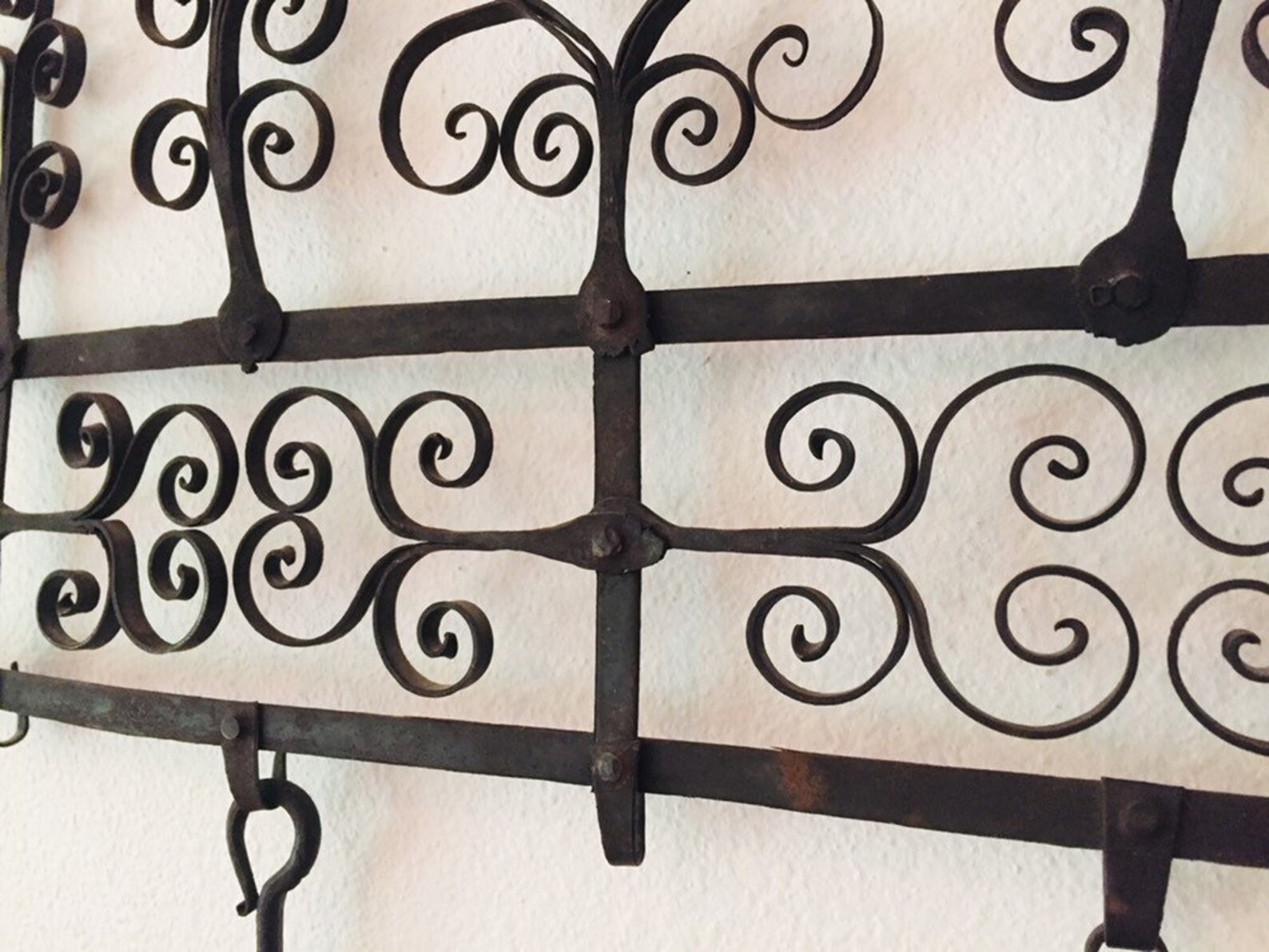 Antique Wrought Iron Rack Utensil Herb Hand Forged Scrollwork | Etsy