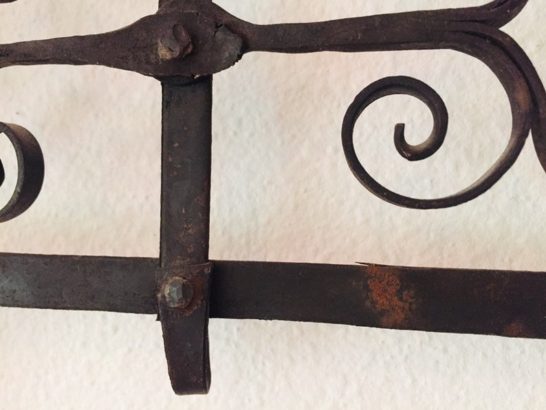 Antique Wrought Iron Rack Utensil Herb Hand Forged Scrollwork | Etsy