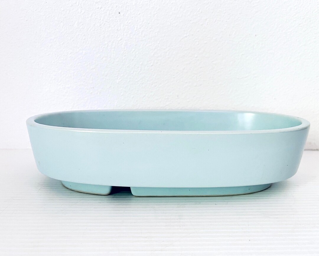 Mid Century Japanese Blue Oval Ceramic Suiban| Ikebana Container - Etsy