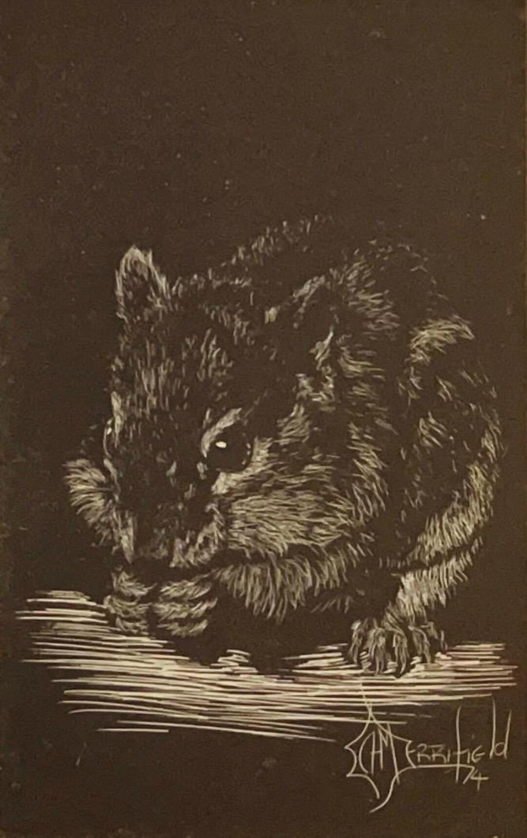 Vintage Chipmunk Small 7 X9 in Original Art C Holly Merrifield 1974 ...