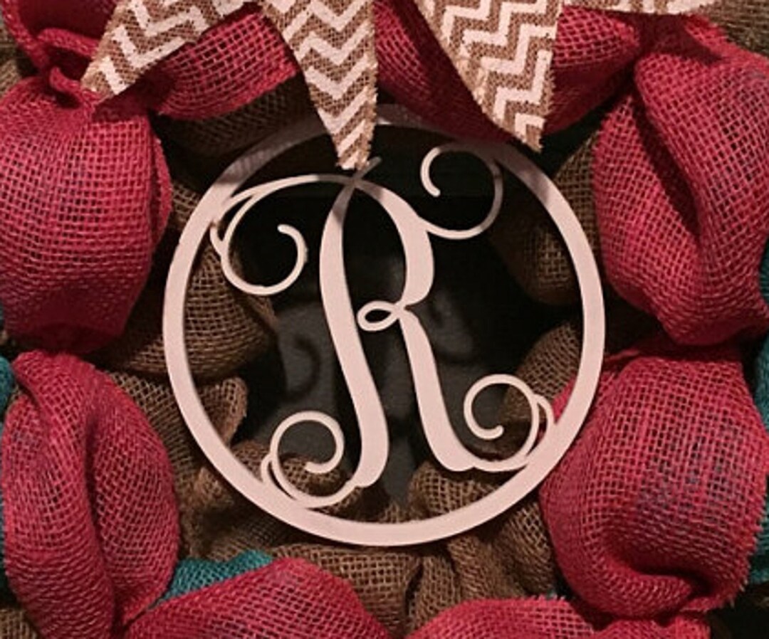 Wooden Monogram Letter in Circle Frame - Large or Small, Unfinished ...