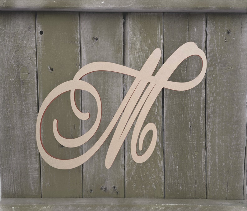 Elegant Wooden Letter Large or Small Unfinished Cursive - Etsy
