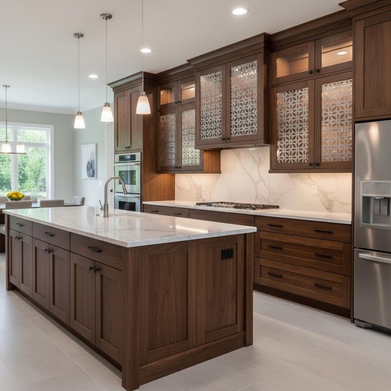 Decorative Metal Cabinet Inserts: Custom Steel Lattice Mesh for Kitchen ...