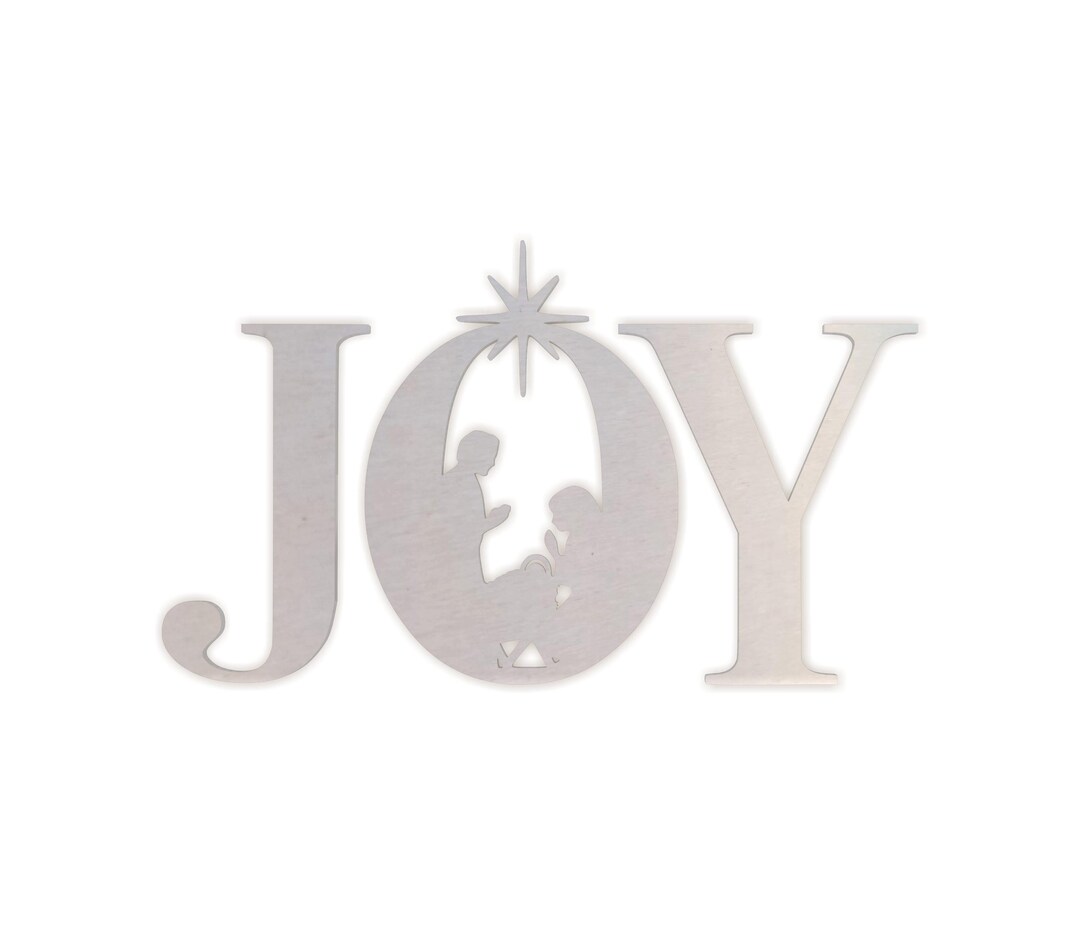 Metal "joy" Sign With Manger Scene - Unfinished Steel Wall Art - Etsy