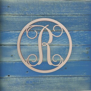 Wooden Monogram Letter in Circle Frame - Large or Small, Unfinished ...