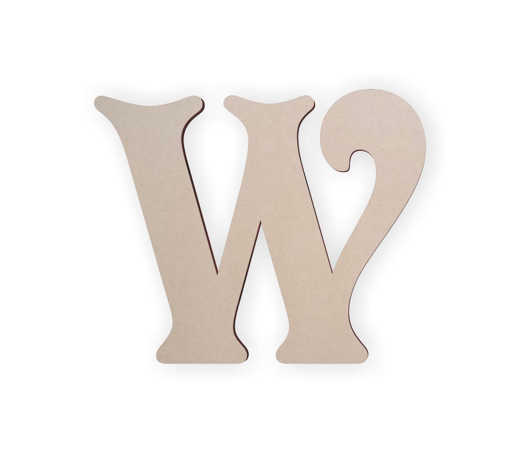 Wooden Monogram Letter w Large or Small, Unfinished, Cursive Wooden ...