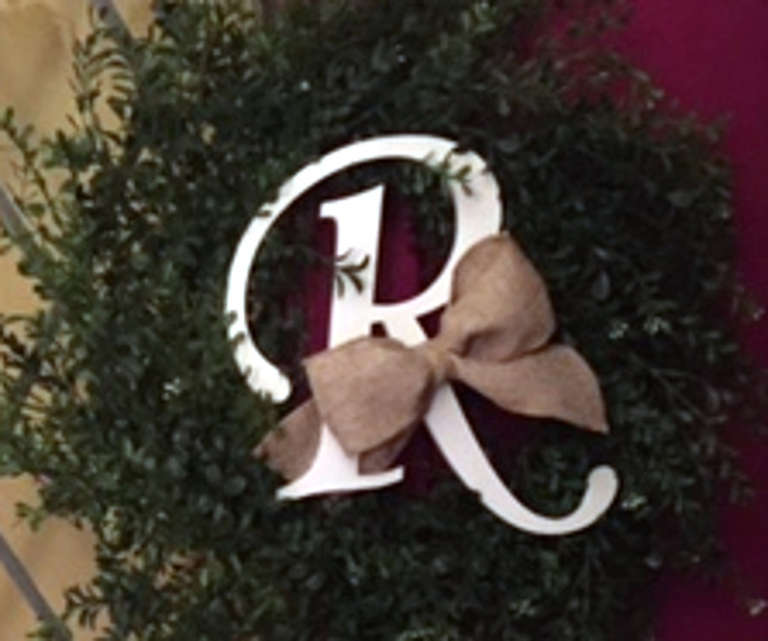 Wreath Letter - Large or Small, Unfinished, Cursive Wooden Letter ...