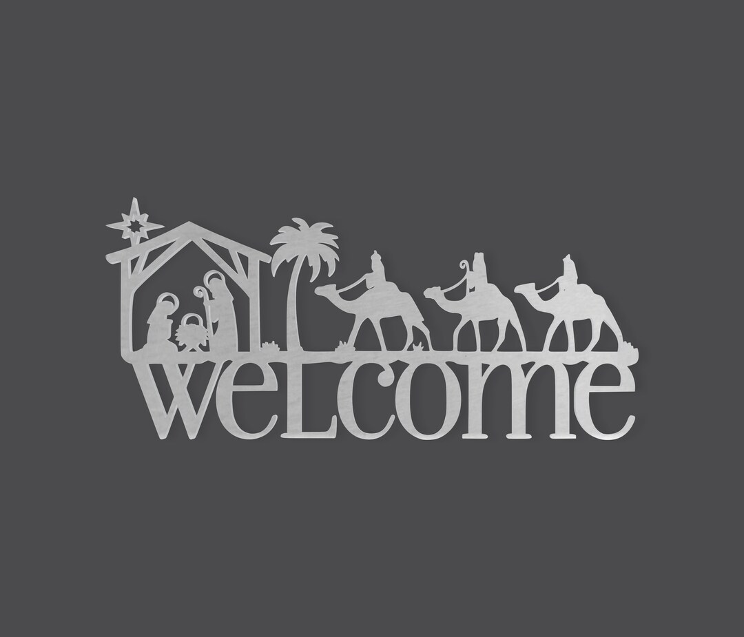 Metal Wall Art Metal Nativity Welcome Sign, Metal Cutout, Wall Art ...