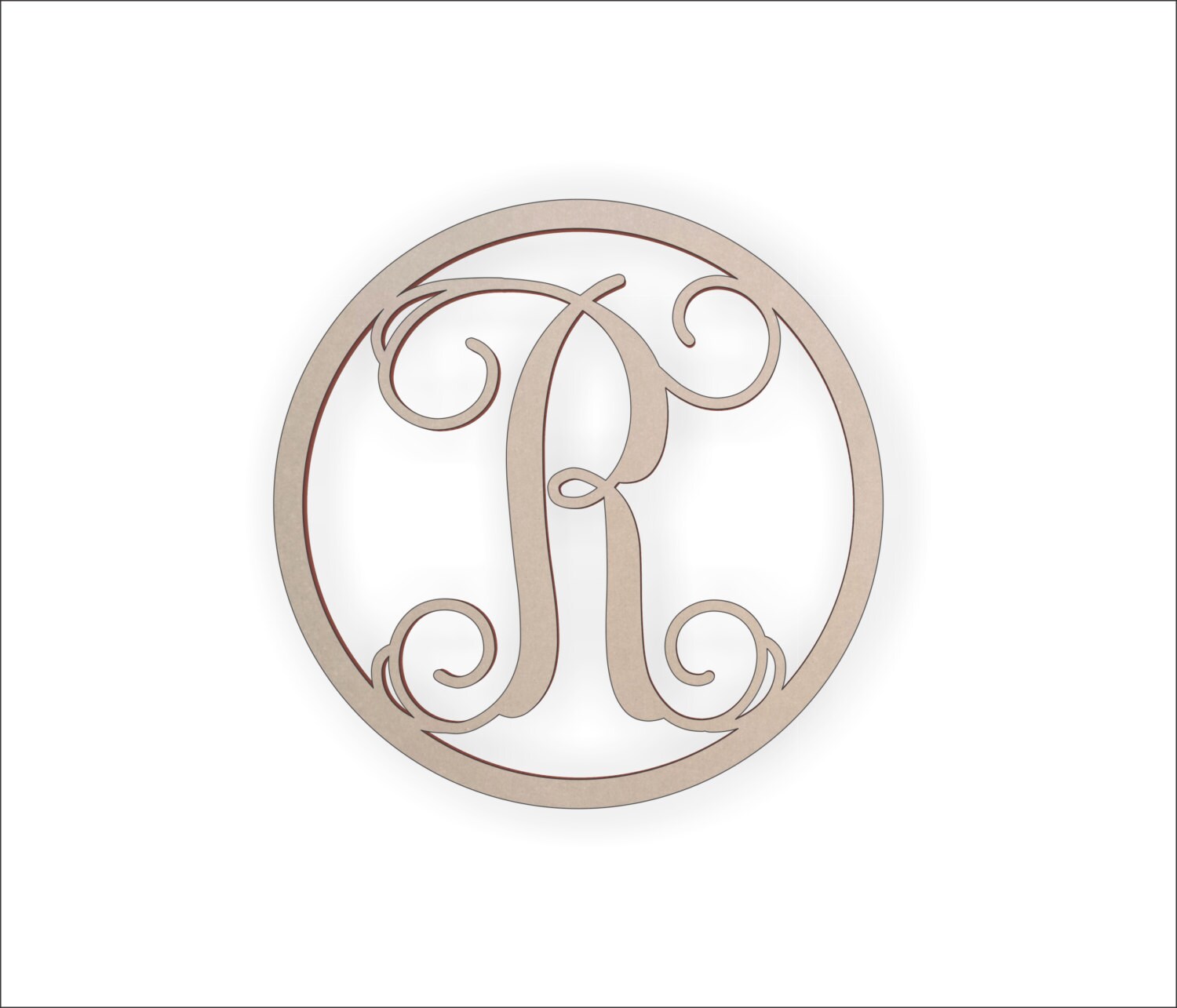 Wooden Monogram Letter in Circle Frame Large or Small - Etsy