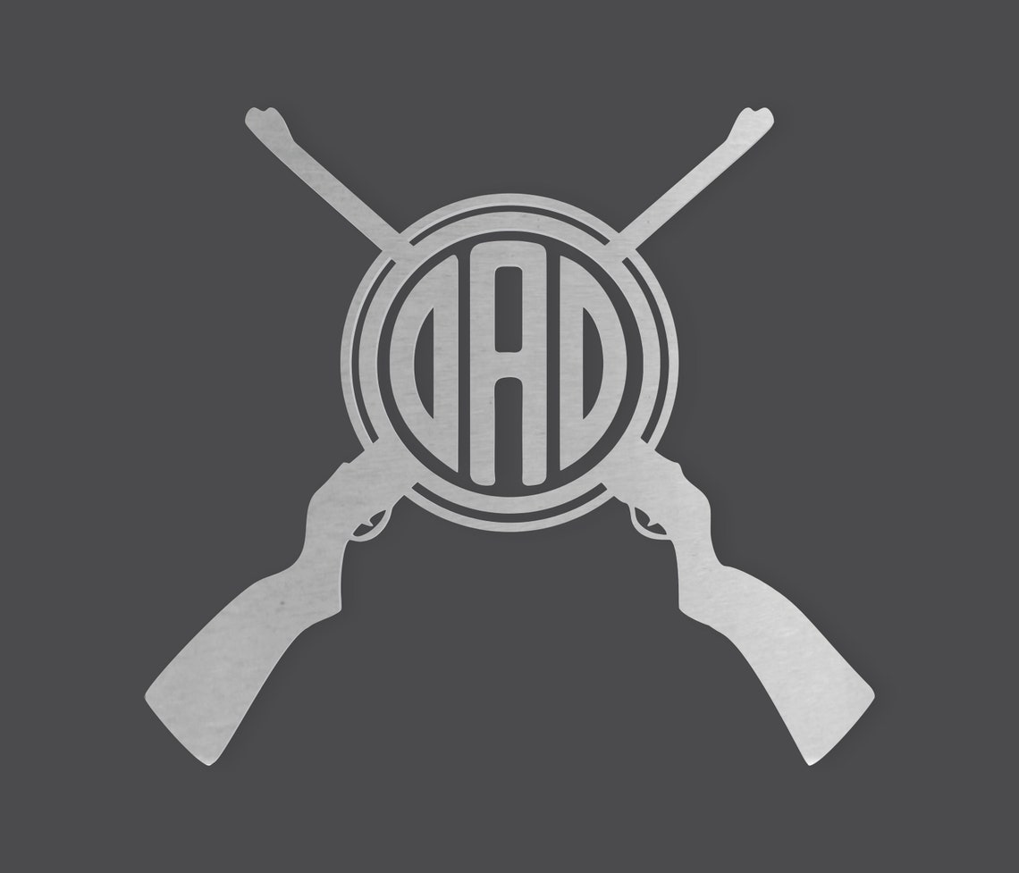 Metal Wall Art Rifle Cross Three Letter Circle Monogram Door - Etsy