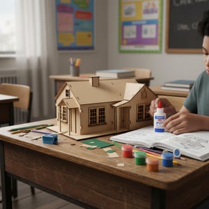 Paintable 3D Miniature House Kit: DIY Assembly for Kids & Hobbyists, 19 ...