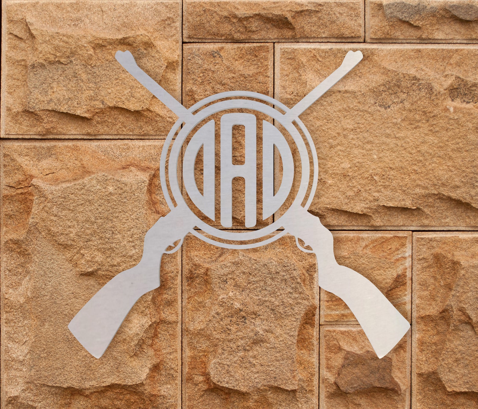 Metal Wall Art Rifle Cross Three Letter Circle Monogram Door - Etsy
