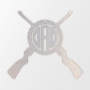 Metal Wall Art Rifle Cross Three Letter Circle Monogram - Door Hanger ...