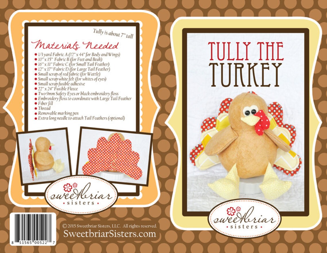 Turkey PDF Sewing Pattern | Thanksgiving Softie | Stuffed Animal | Diy ...