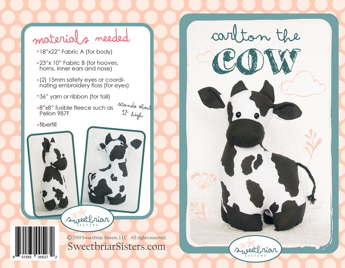 Carlton the Cow Sewing Pattern Soft Toy Pdf Digital Download - Etsy