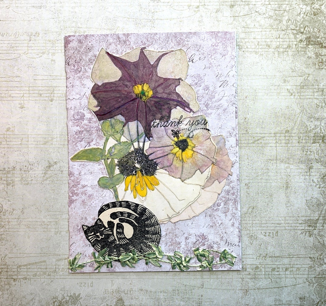 Thank You Card Flowers Thank You Card Thank You Card Simple - Etsy