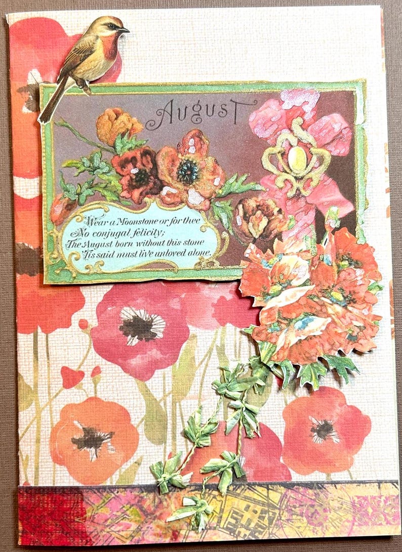 August Birth Month Birthday Card, August Birthday, Birth Flower August ...