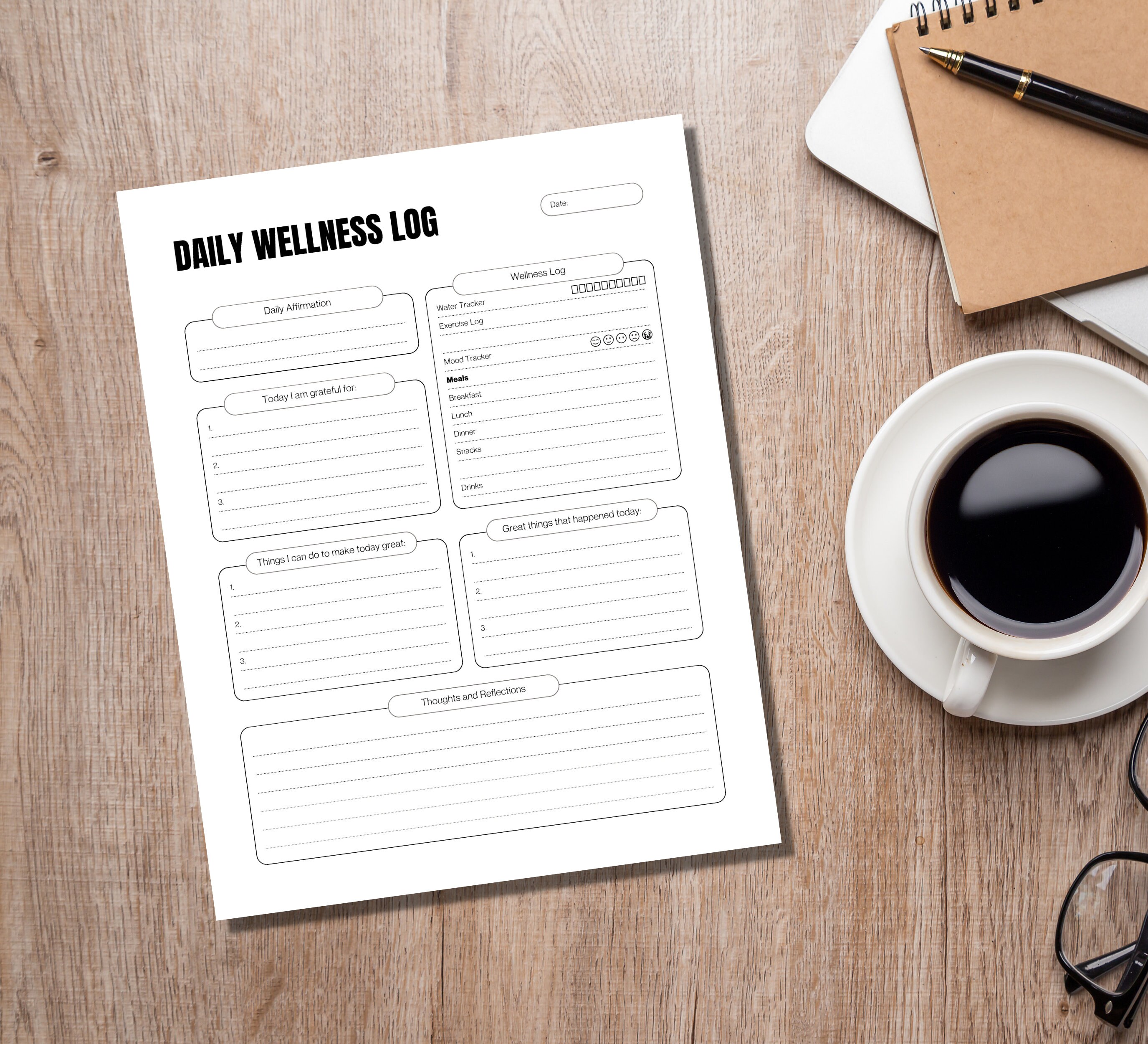 Daily Wellness Journal Printable. Self Care Journal Goals - Etsy