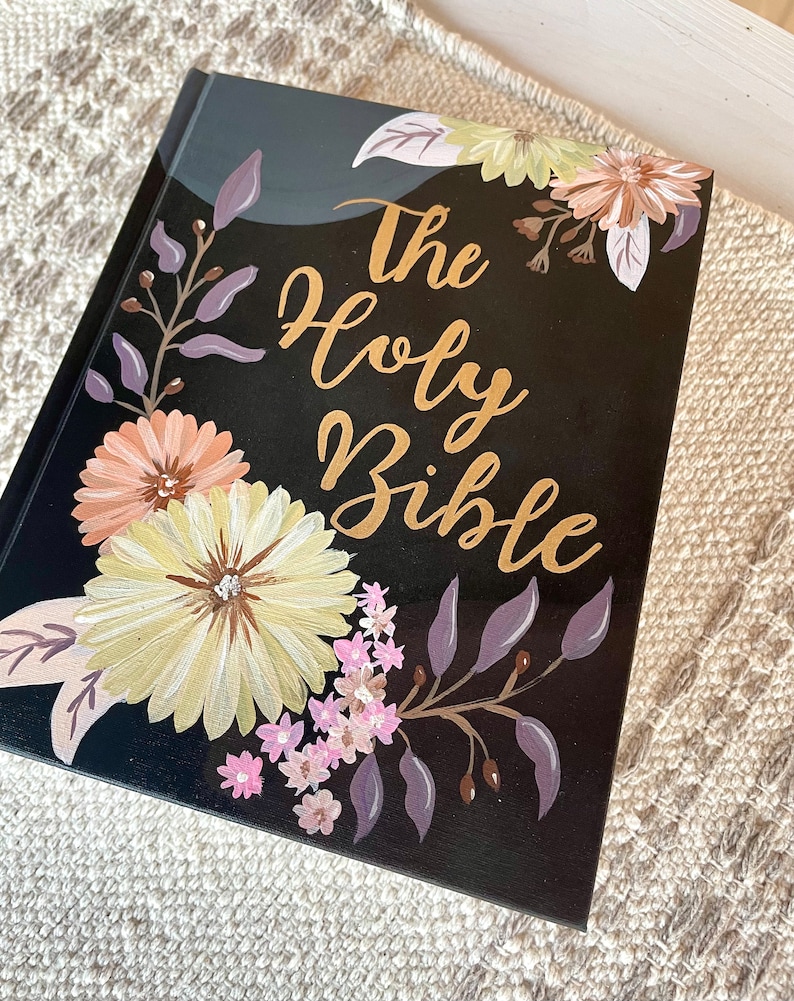 Custom Hand-painted Bible, Floral Design, Personalized Gift - Etsy