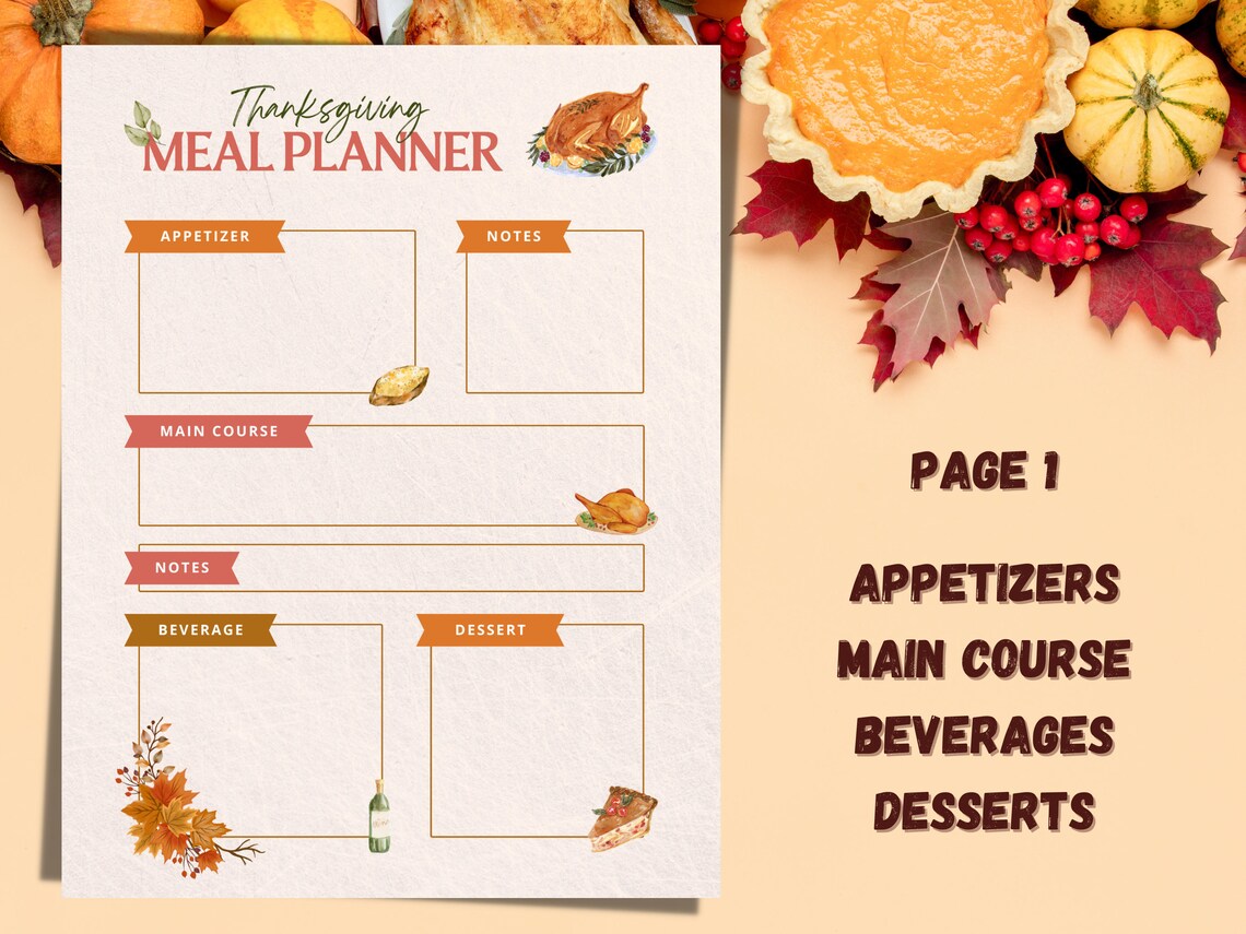 Thanksgiving Printable Planner, Shopping List, Thanksgiving Dinner ...