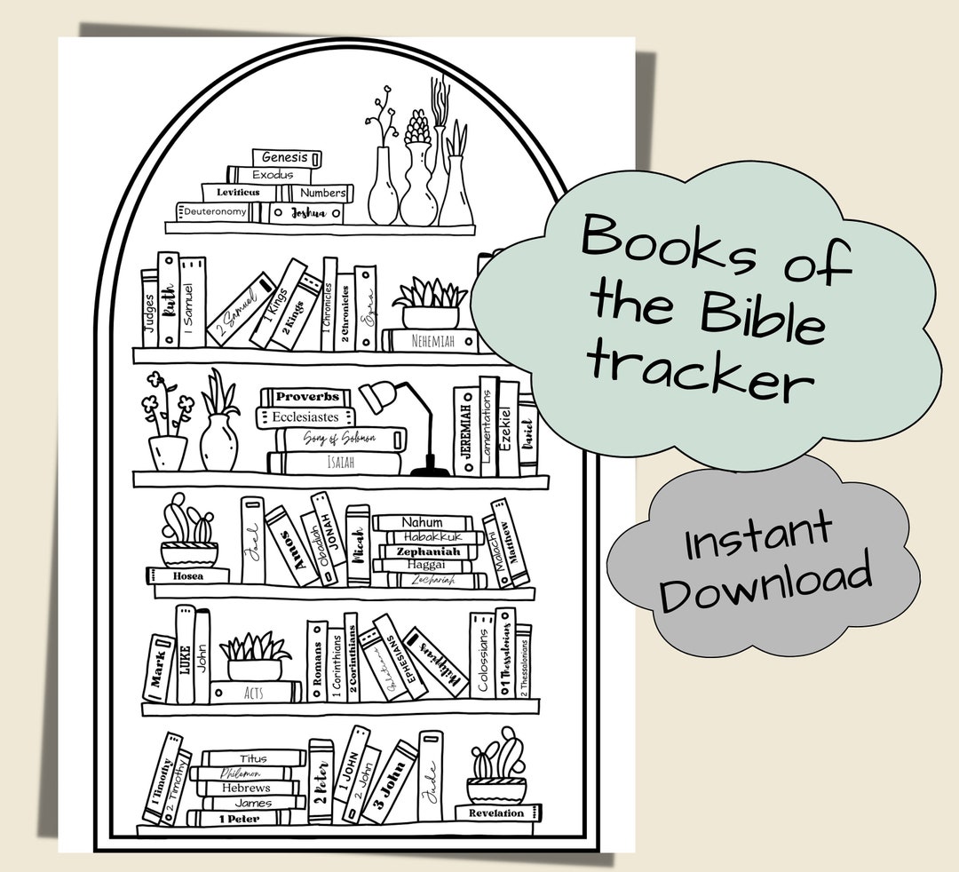 Books of the Bible Tracker, 66 Bible Books on the Shelf, Bible Reading ...