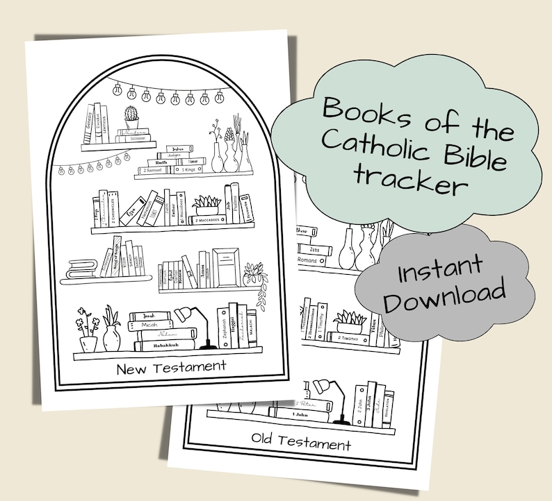 Books of the Catholic Bible Tracker, 73 Bible Books on the Shelf, Bible ...