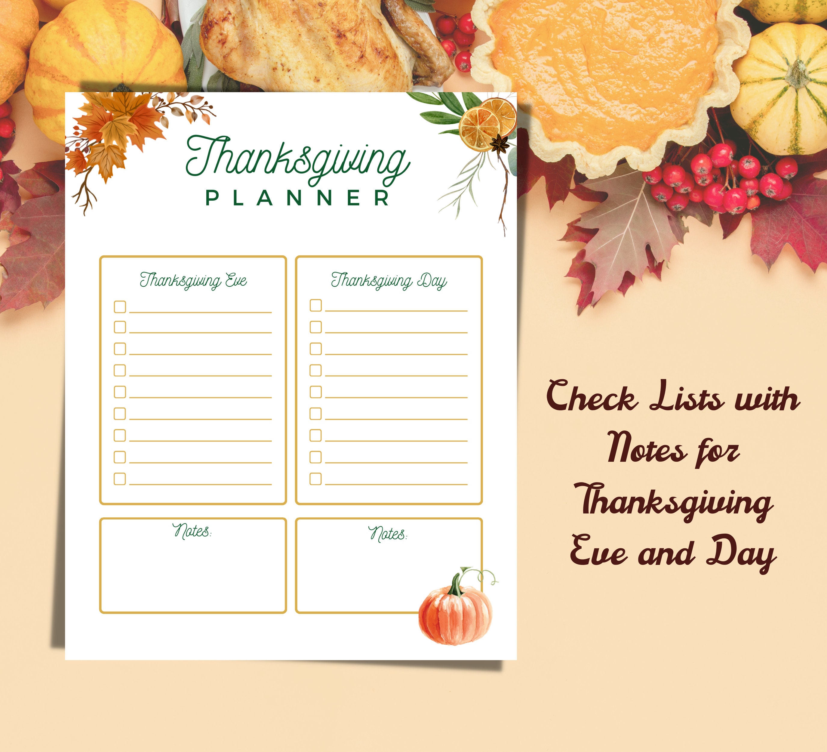 Thanksgiving Planner, Printable Planner, Shopping List, Thanksgiving ...