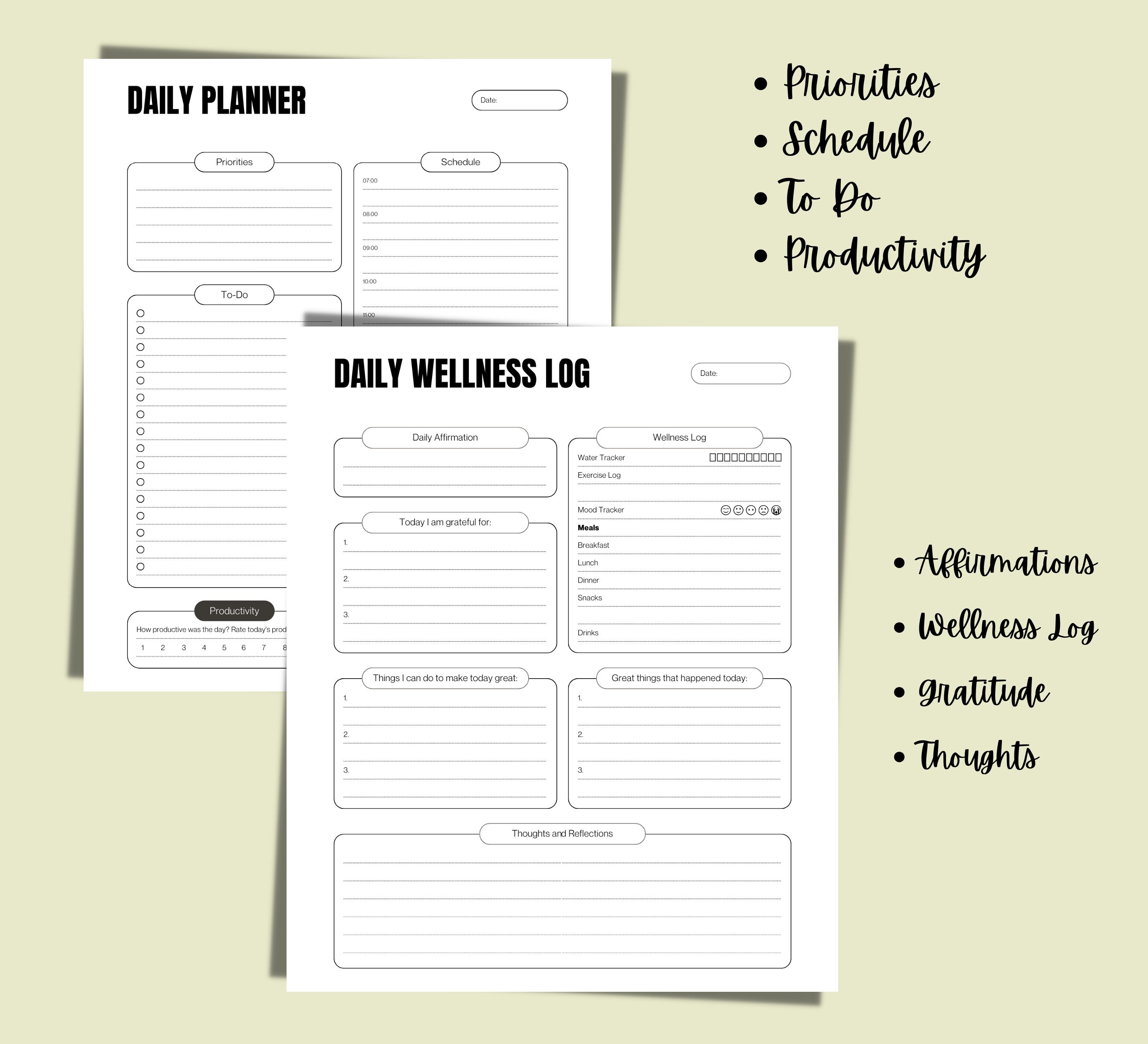 Daily Wellness Journal Printable. Self Care Journal Goals - Etsy
