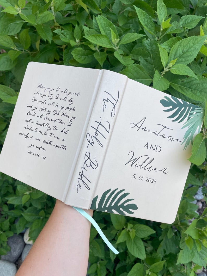 Hand Painted Custom Bible: Wedding Bible Guestbook - Etsy