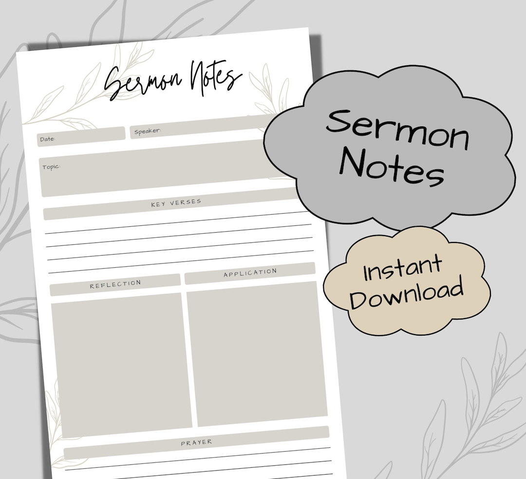 Sermon Church Notes, PDF File, Instant Download - Etsy