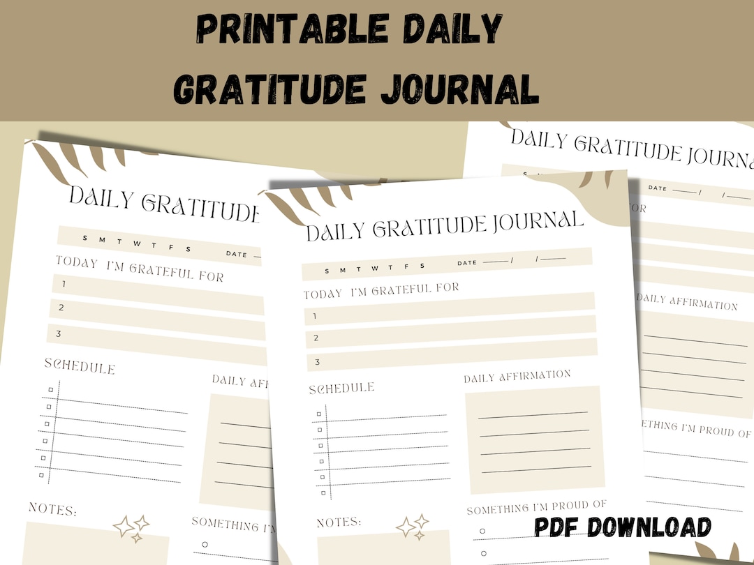 Daily Gratitude Journal Printable: Reflection Diary (PDF) - Etsy
