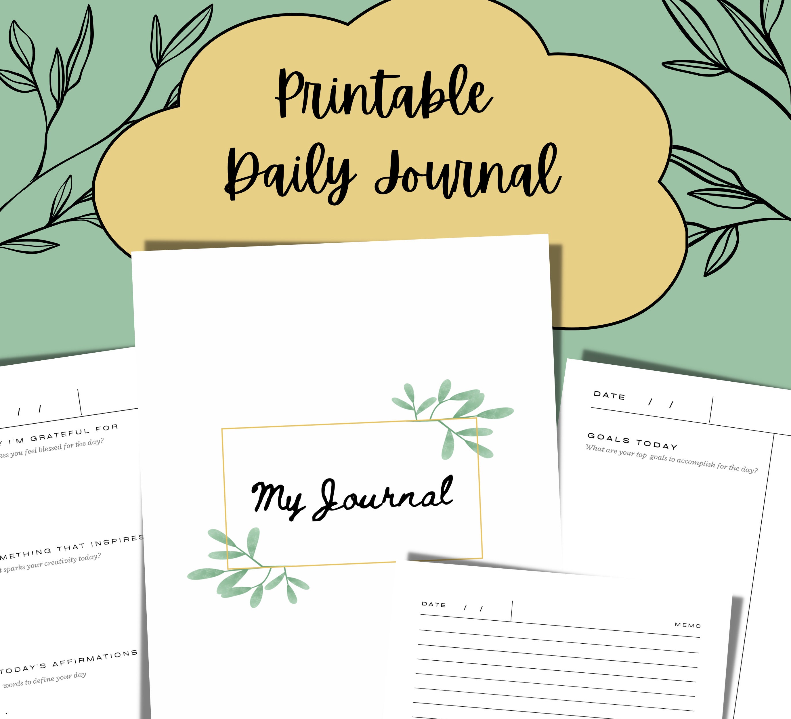 Daily Wellness Journal Printable Daily Journal My Wellness - Etsy