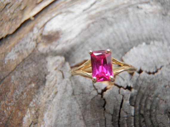 Solid 10K Yellow Gold Ruby Ring Unique July Birthstone | Etsy