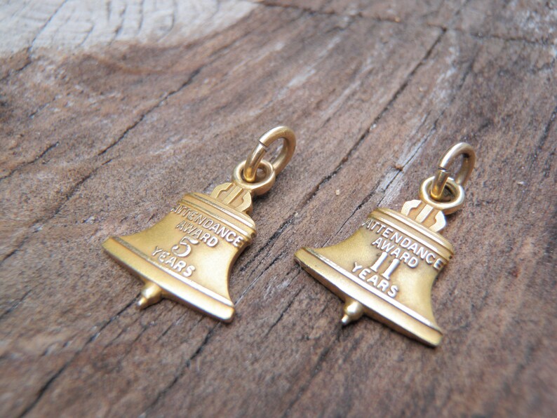 Solid 14K Yellow Gold Bell Telephone Attendance Award Charms - Etsy
