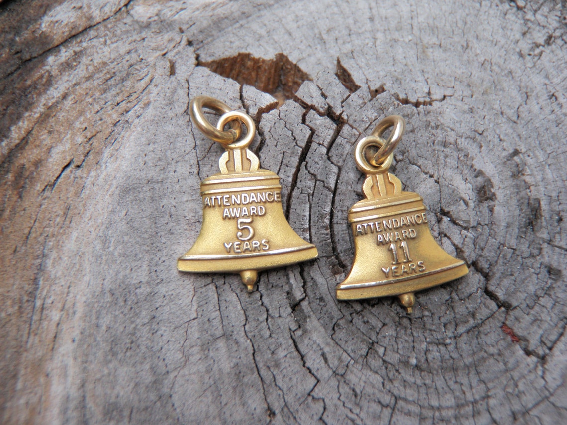 Solid 14K Yellow Gold Bell Telephone Attendance Award Charms - Etsy