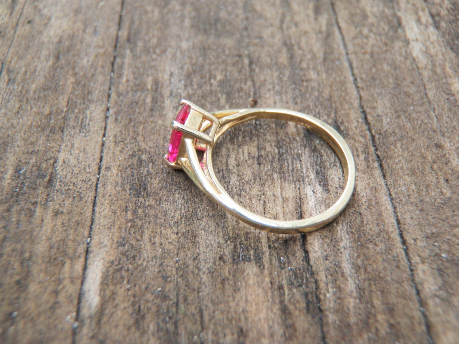Solid 10K Yellow Gold Ruby Ring Unique July Birthstone | Etsy