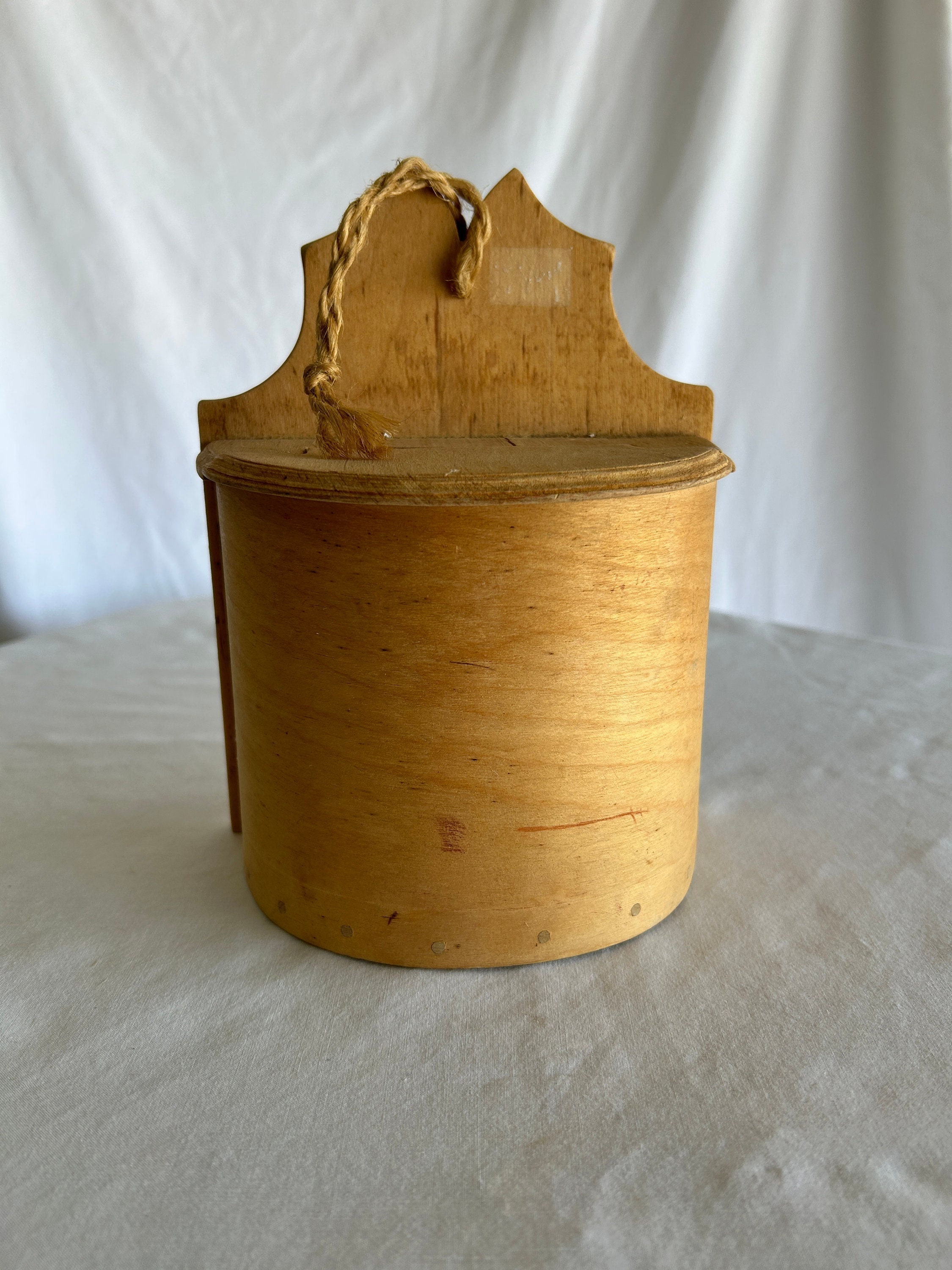 Antique Curved Salt Box - Woodenware, Unfinished, Wall Mount, Hinged ...
