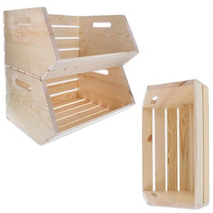 Wilson Large Stackable Openfront Pine Wood Crate (3 Pack) - Etsy