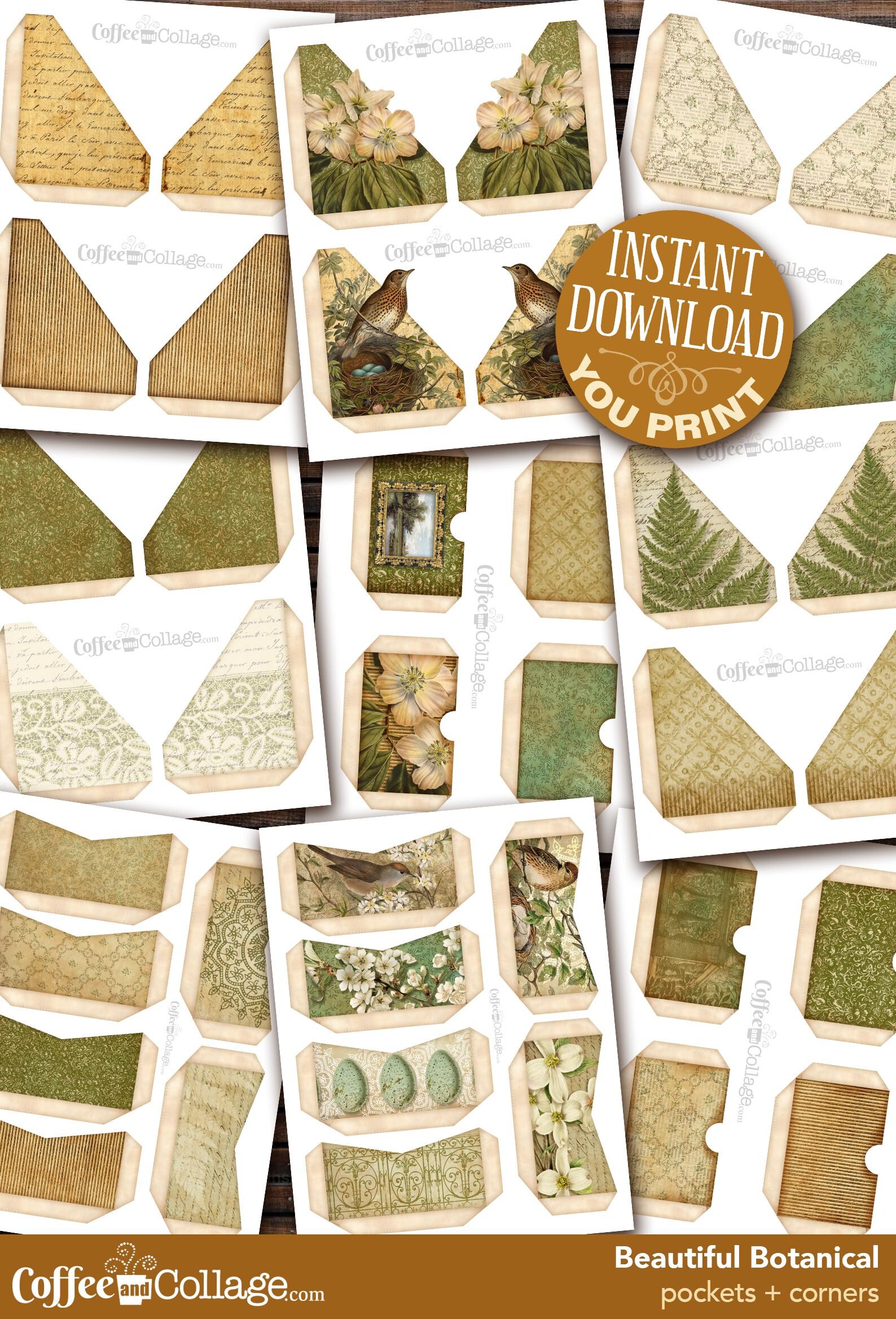 Bird Nest Junk Journal Scrap Pack – Digital Download | Antique Floral ...