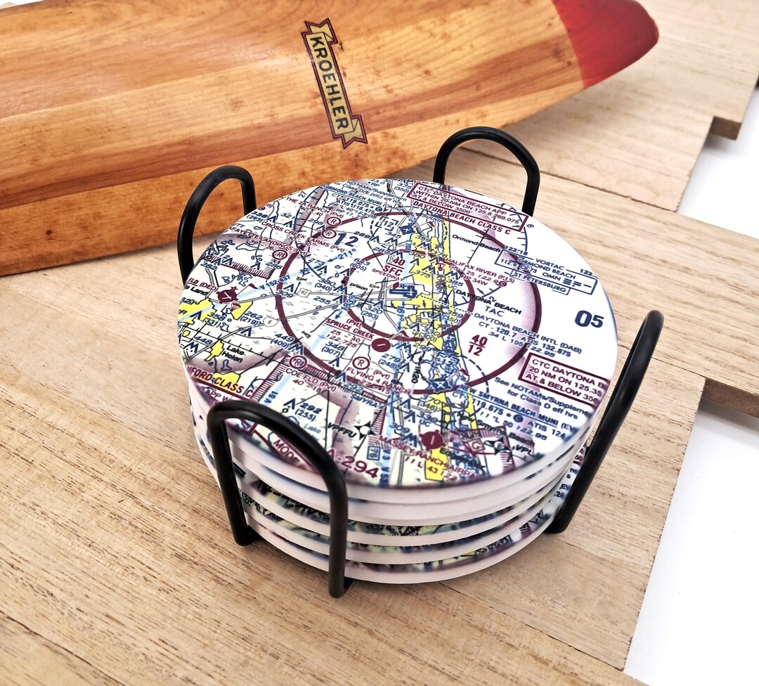 Custom VFR Sectional Chart Custom Coaster Set Gift for Pilot Aviator - Etsy