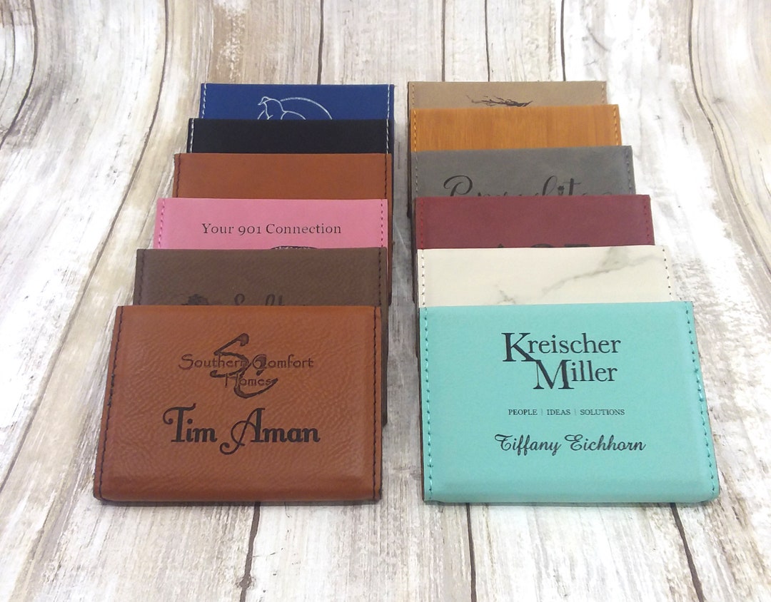 Personalized Rectangular Business Card Holder Leatherette Business Card ...