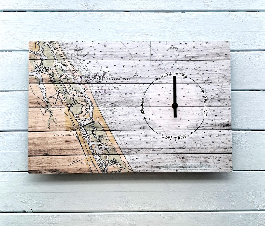 Custom Tide Clock With NOAA Nautical Chart – Personalized Coastal Wall ...