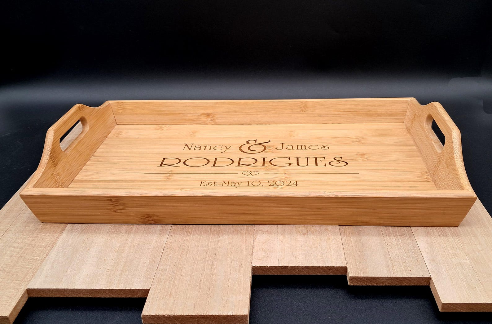 Personalized Bamboo Serving Tray With Handles Wedding Gift - Etsy